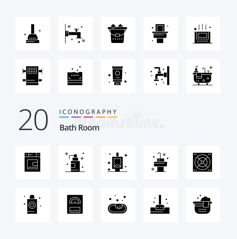 20 Bath Room Solid Glyph Icon Pack Like Room Shampoo Room Bathroom Fan ...