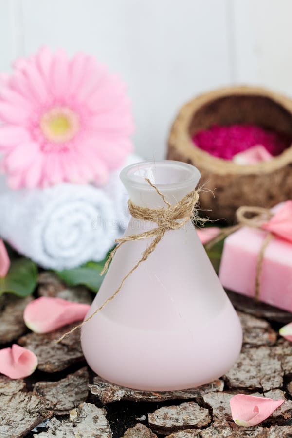 Violet spa stock image. Image of flower, comfortable, items - 4396863