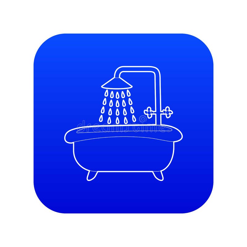Bath with Shower Icon, Outline Style Stock Vector - Illustration of ...