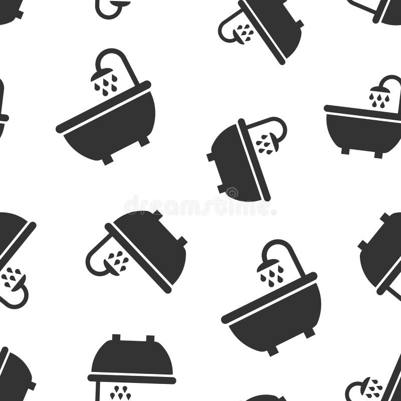 Bath Shower Icon in Flat Style. Bathroom Hygiene Vector Illustration on ...