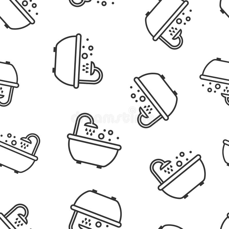 Bath Shower Icon in Flat Style. Bathroom Hygiene Vector Illustration on ...