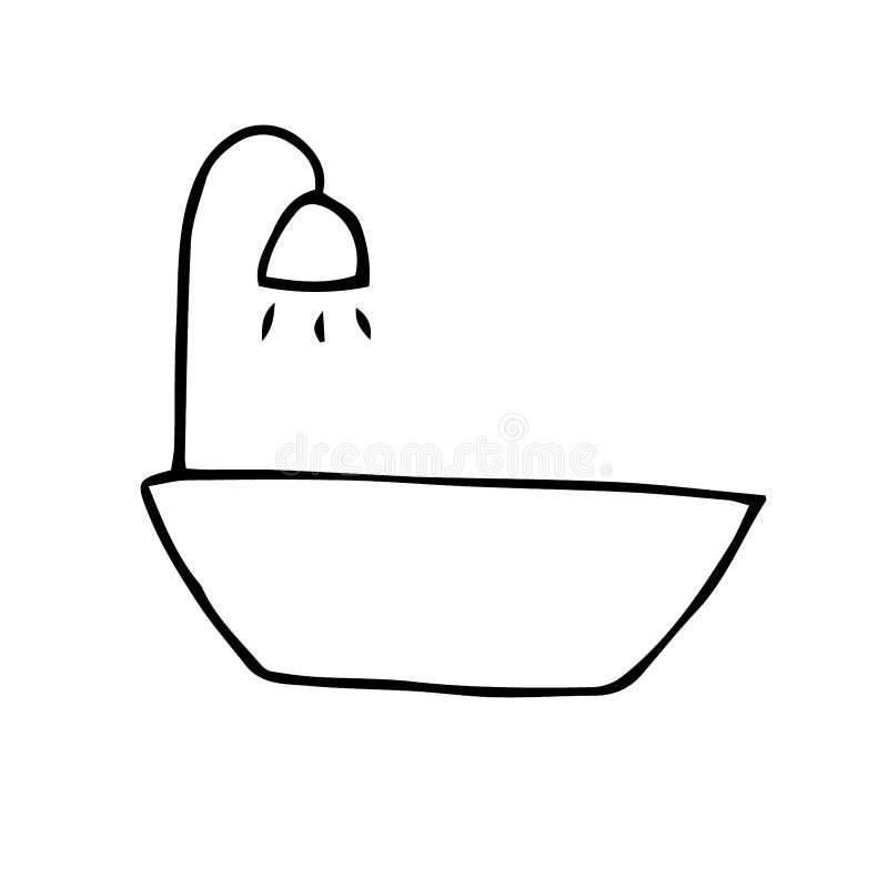Bath and Shower, Vector Doodle Illustration, Sketch Stock Vector ...
