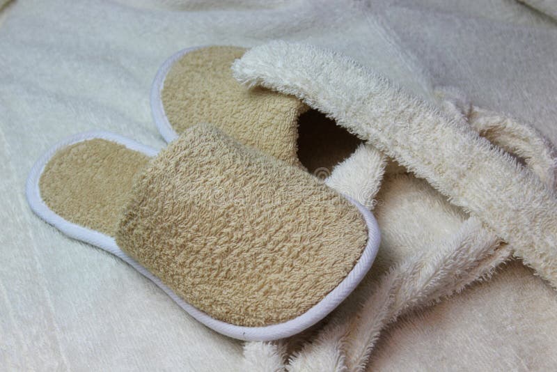 Bath Slippers, Rake Comb, Bath Spongeq and Flowers. Stock Image - Image ...