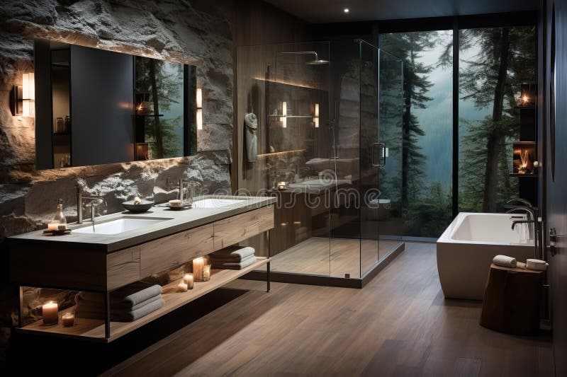 Bath Space with Smooth Surfaces and Minimalistic Detailing. Natural and ...