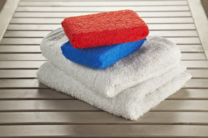 Bath sponge red and blue stock image. Image of beauty - 21518595