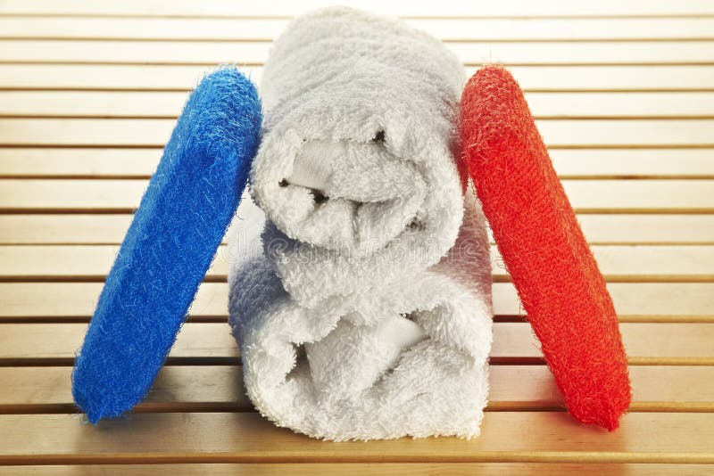 Bath sponge red and blue stock image. Image of wash, bathroom - 21518679