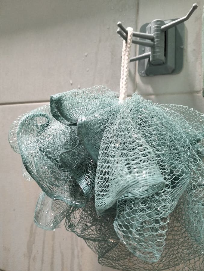 The Bath Sponge that Still Wet is Hung. Stock Image - Image of ...