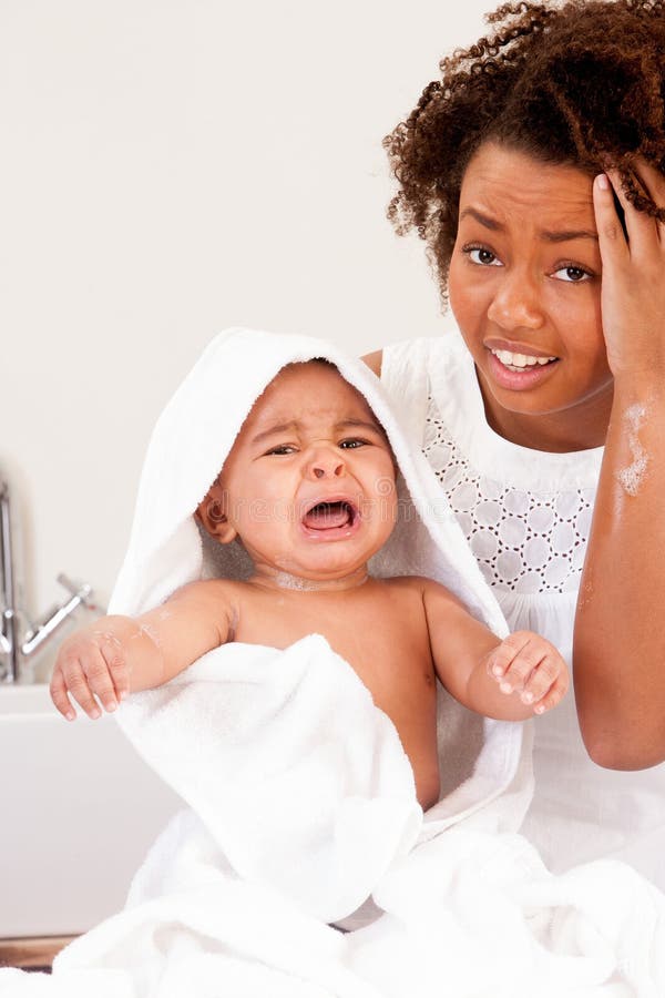 Bath Time Fun stock image. Image of mother, baby, woman - 28011413