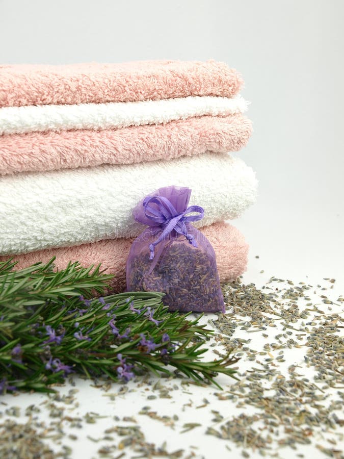 Bath towels with lavender stock photo. Image of flowers - 18215804