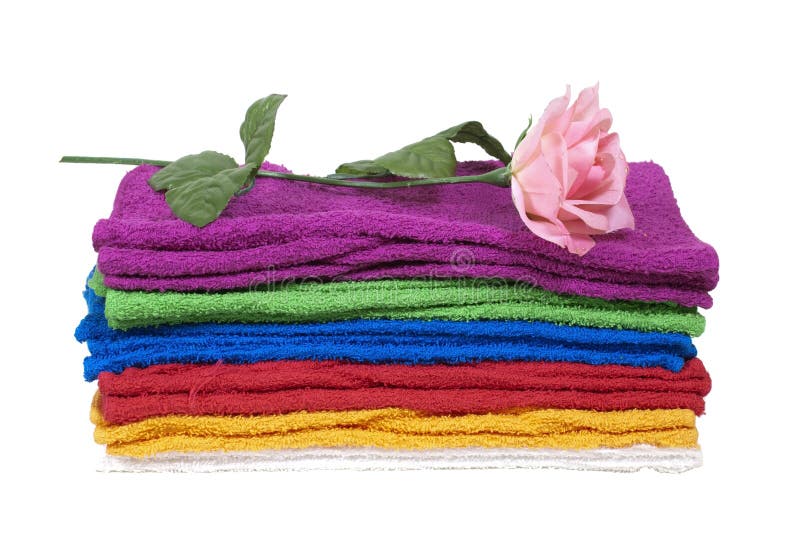 Bath Towels and Rose stock image. Image of velvety, flower - 16200431