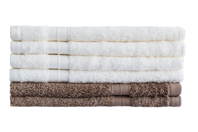 Bath Towels in Stack Isolated Stock Photo - Image of brown, hotel: 48641452
