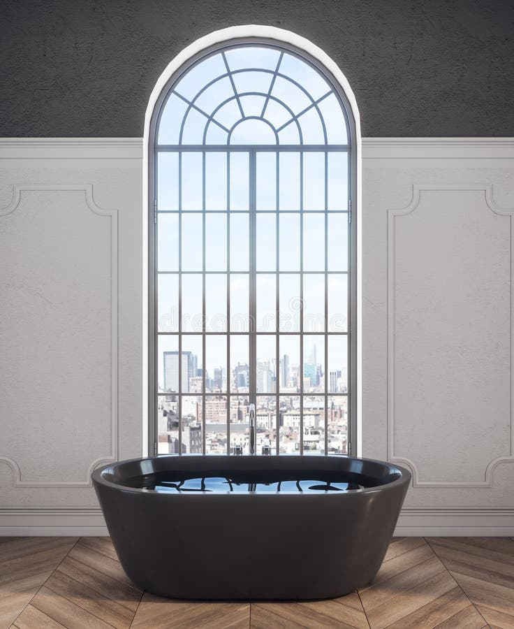 Bath Tub in Bright Bathroom Stock Illustration - Illustration of bath ...