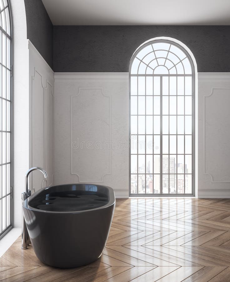 Bath Tub in Modern Bathroom Stock Illustration - Illustration of indoor ...