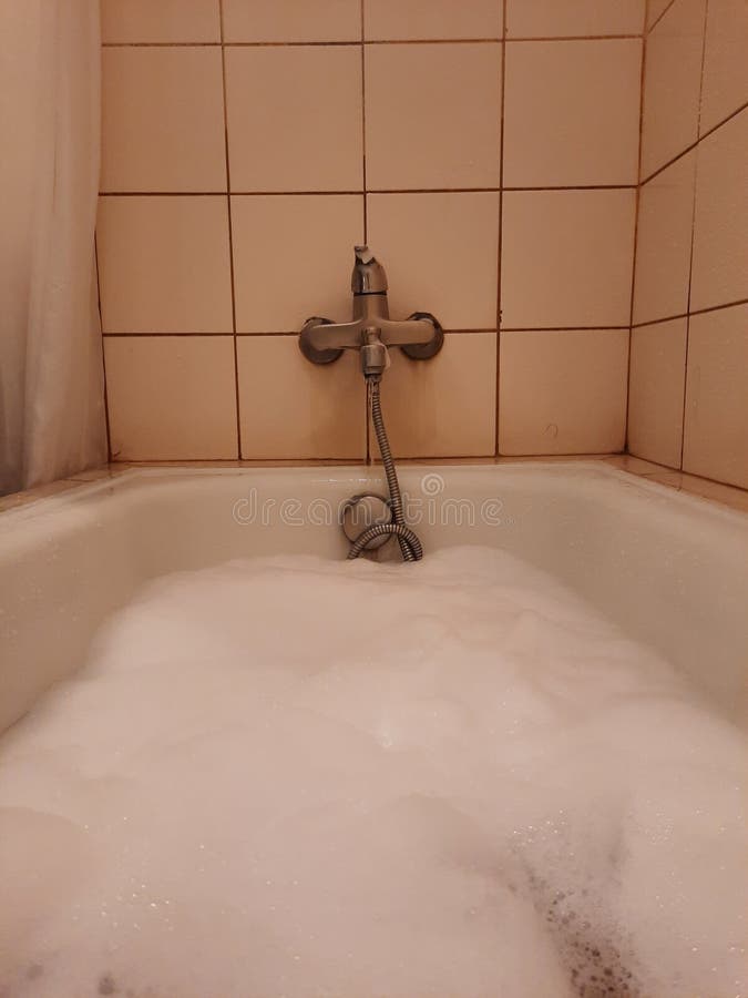 Bath Tub Bath Room Shower with Bubbles Stock Image - Image of bath ...