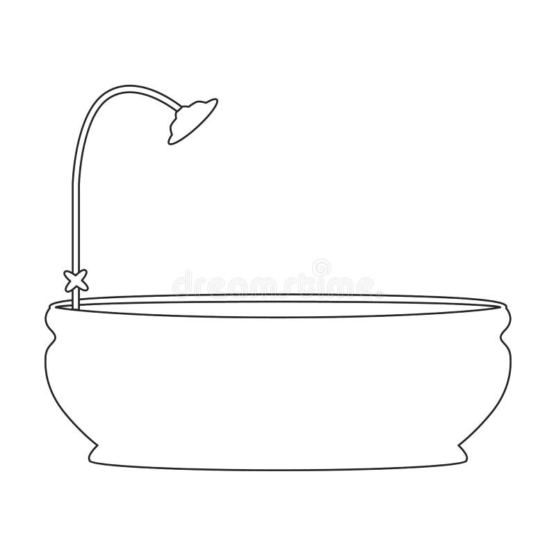 Bath Tub Vector Icon.Outline Vector Icon Isolated on White Background ...