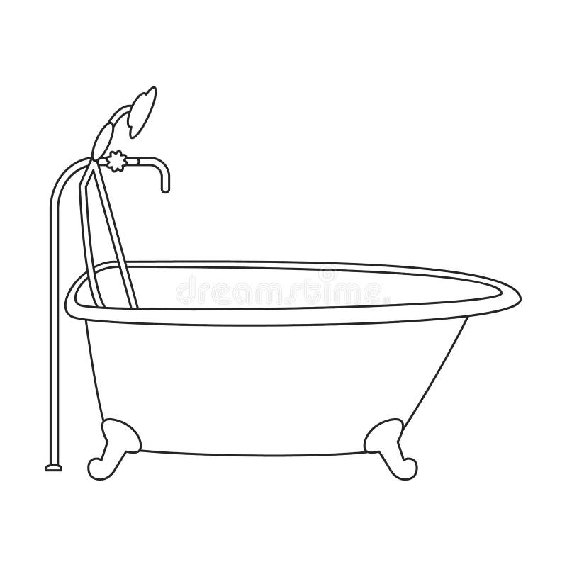 Bath Tub Vector Icon.Outline Vector Icon Isolated on White Background ...