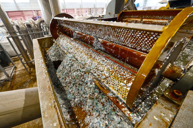 Automatic Shredded Plastic Washing Machine. Washing in a Bath of Water ...
