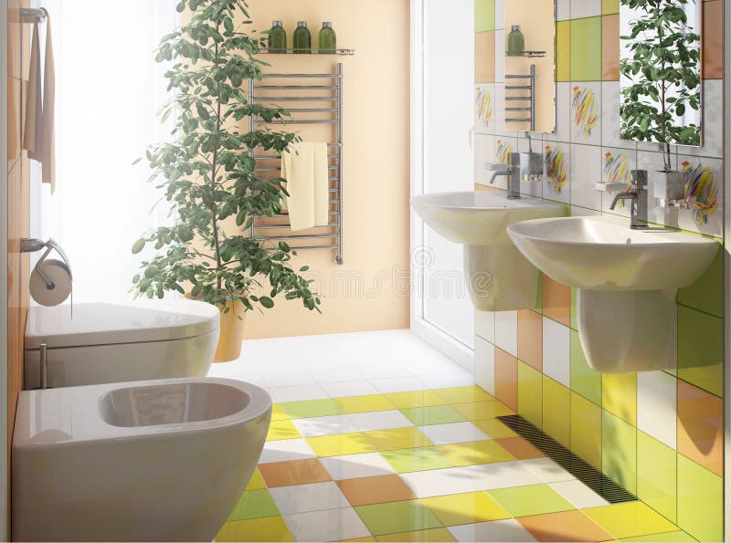 Bath wc interior design stock illustration. Illustration of toilet ...