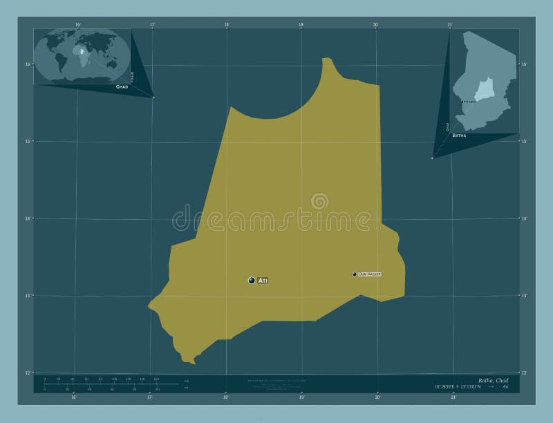 Batha, Chad. Solid. Labelled Points of Cities Stock Illustration ...