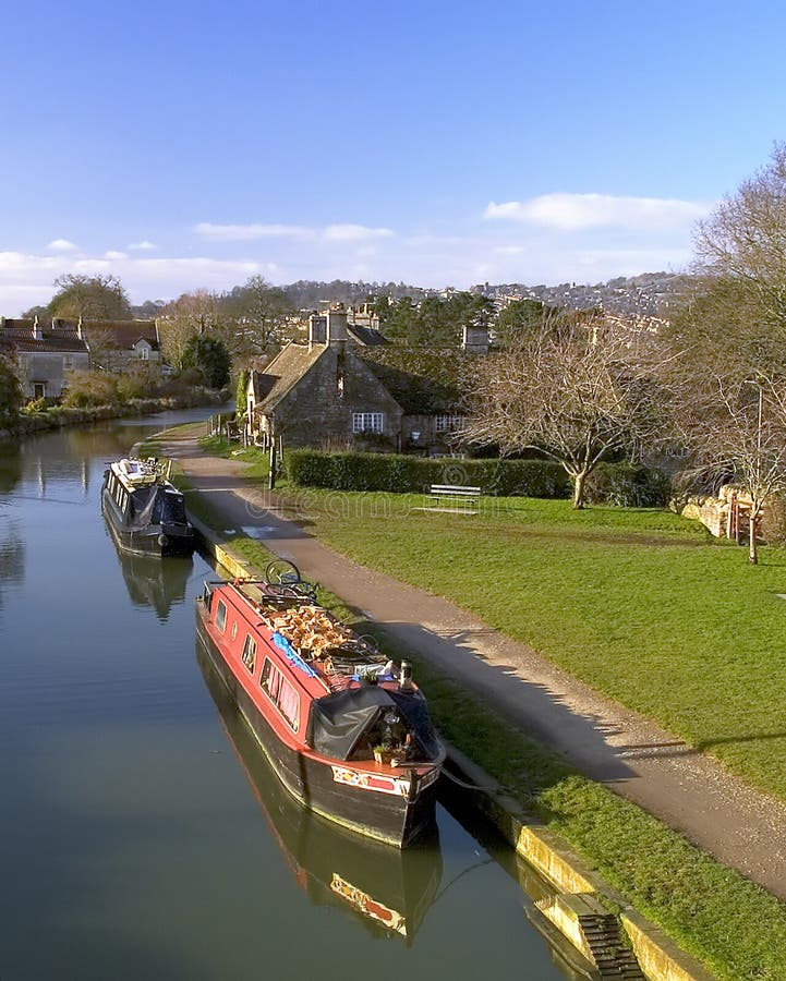 Bathampton Canal stock photo. Image of barge, grass, englan - 129664