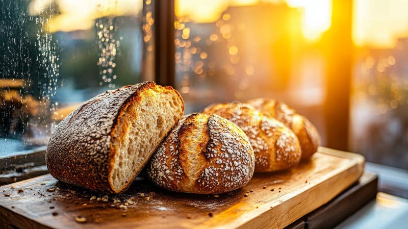 Bathed in Warm Sunlight, the Golden Crust of Rustic Bread Stands As a ...