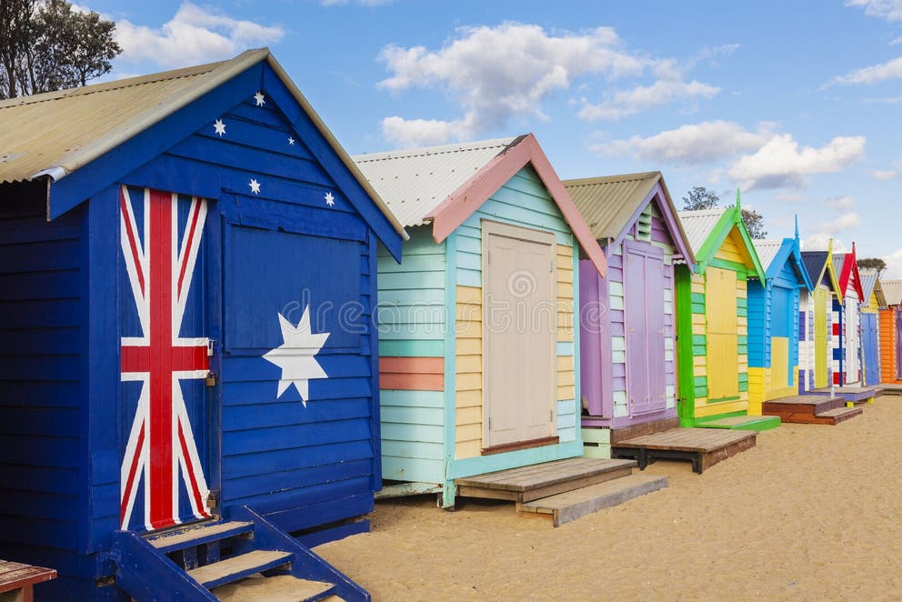 Bathing Boxes in a Beach with Copyspace Stock Image - Image of ...