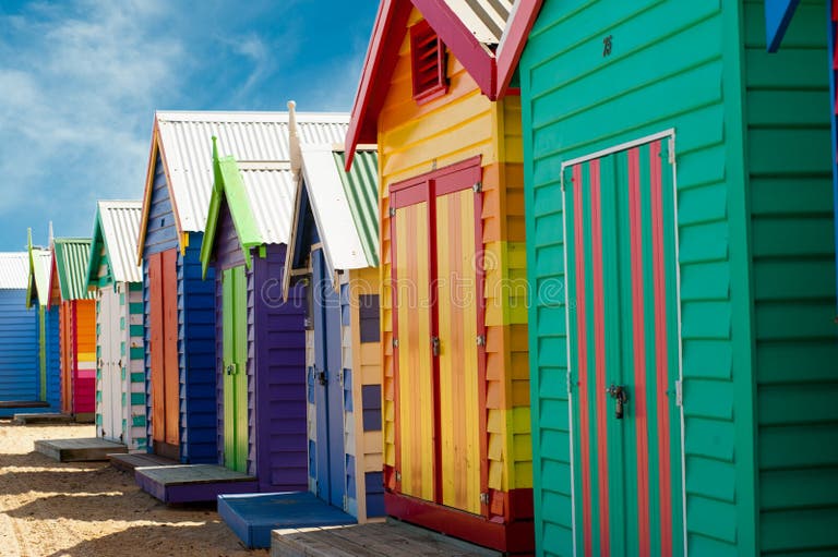 Bathing Boxes on Brighton Beach - Melbourne - Aust Stock Image - Image ...