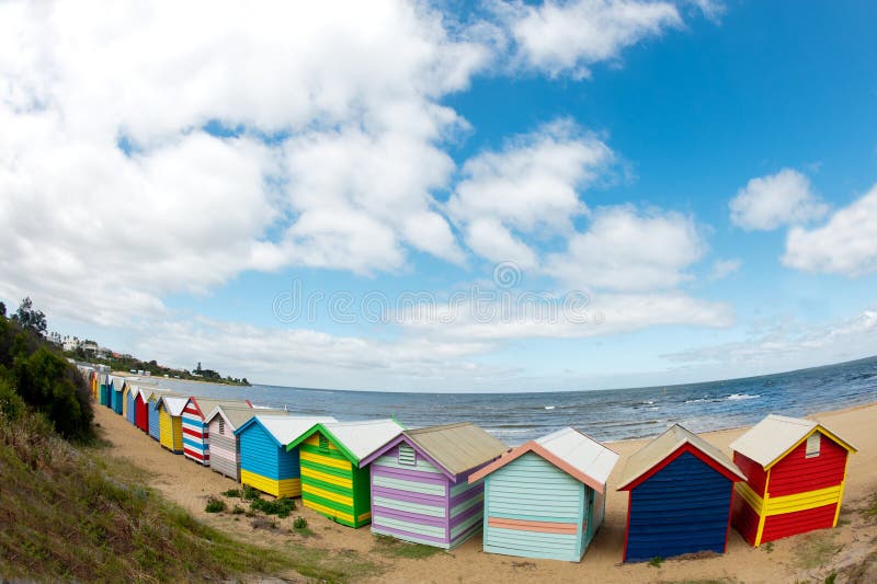 Bathing Boxes on Brighton Beach - Melbourne - Aust Stock Photo - Image ...