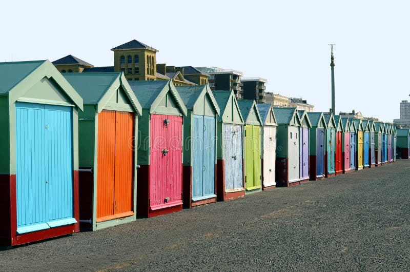 Bathing Boxes, Brighton, UK Stock Photo - Image of pillar, great: 76474842