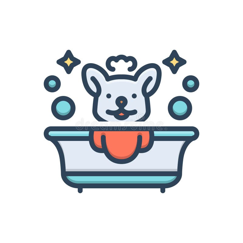 Color Illustration Icon for Bathing Dog, Dog and Animal Stock ...