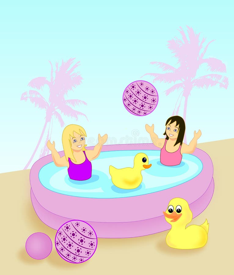 Kids Playing Paddling Pool Stock Illustrations – 10 Kids Playing ...