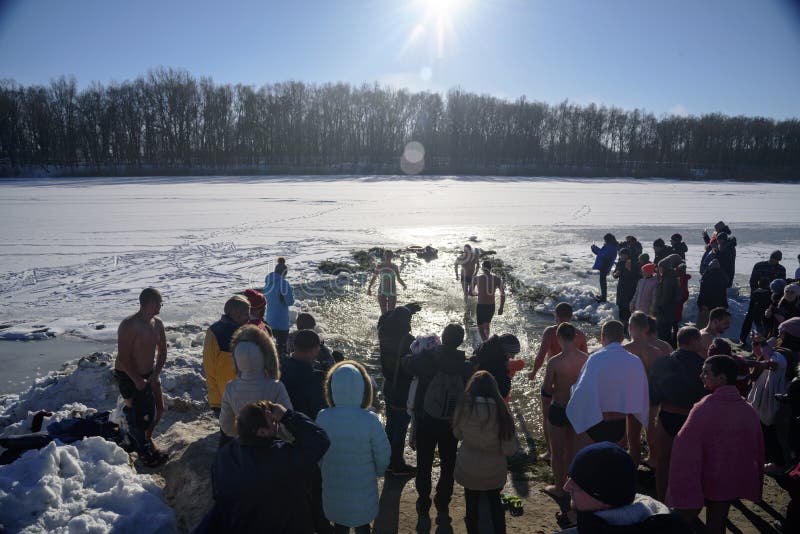 Bathing in the Hole for Baptism, Ukraine, Chernigov. January Editorial ...