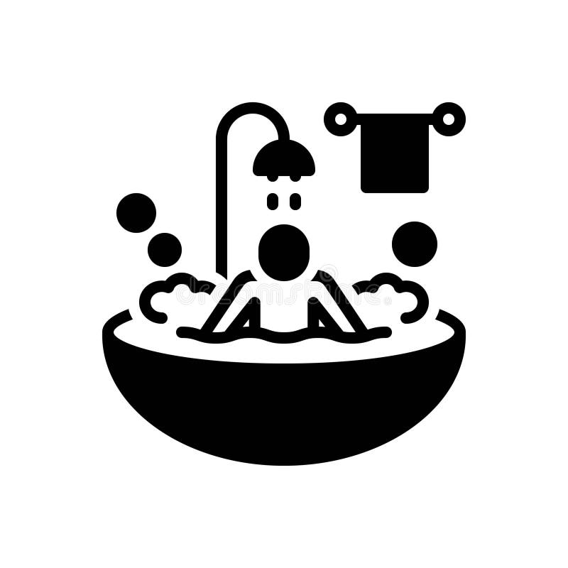 Black Solid Icon for Bathing, Bathtub and Towel Stock Illustration - Illustration of lavatory ...