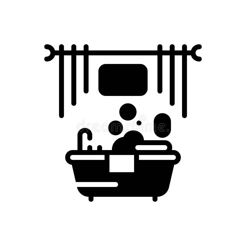 Black Solid Icon for Bathing, Taking Bath and Soaping Stock ...