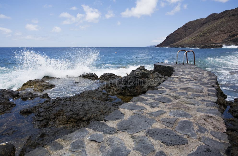 Bathing jetty at El Hierro stock photo. Image of pier - 380867204