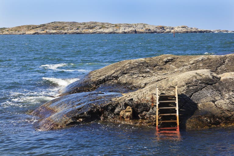 Bathing ladder stock image. Image of scene, horizons - 23993567