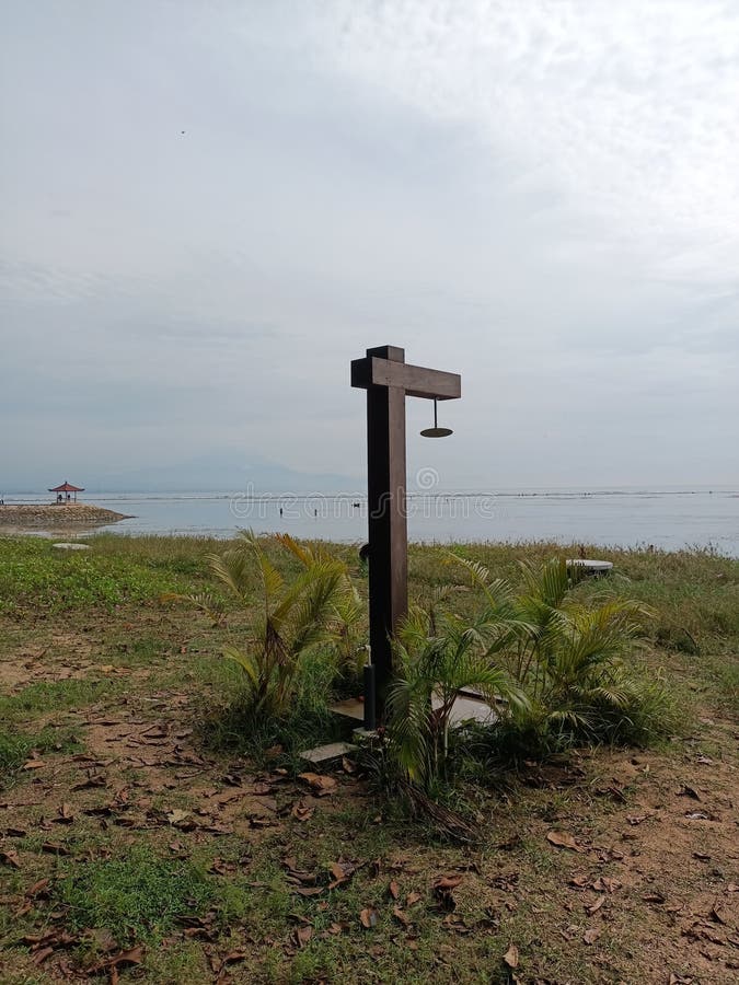 Bathing Place on the Beach of Sanur, Badung, Bali with Shrubs Stock ...