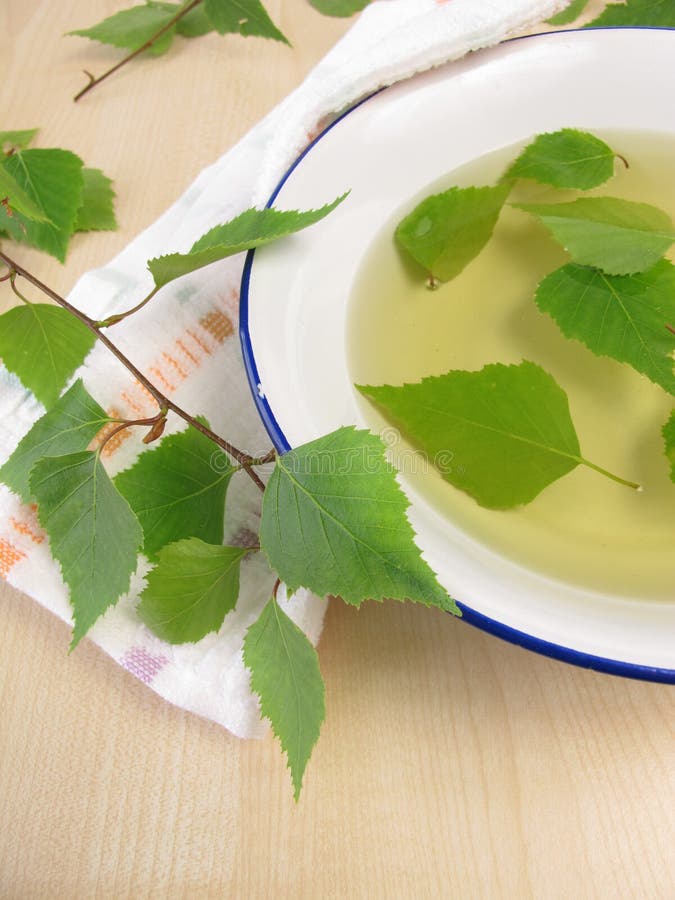 Bathing Tea with Birch Leaves Stock Image - Image of essence, birch ...