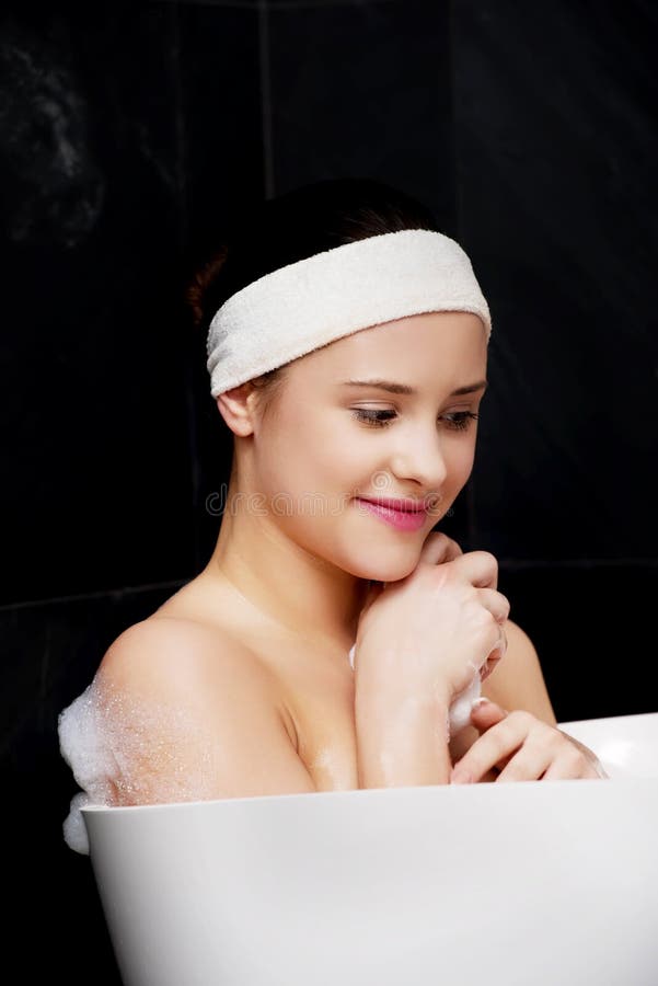 Bathing Woman Relaxing in Bath. Stock Photo - Image of clean, pleasure ...
