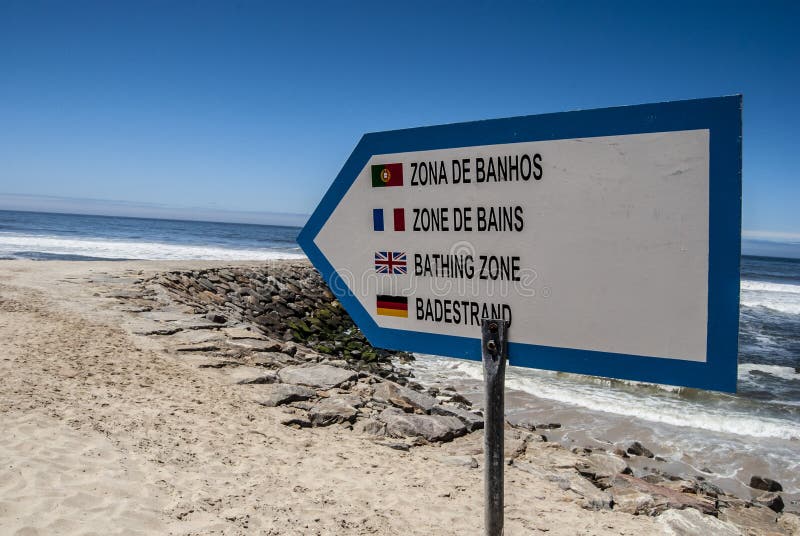 Bathing Zone Sign at the Beach Stock Image - Image of waves, sign ...