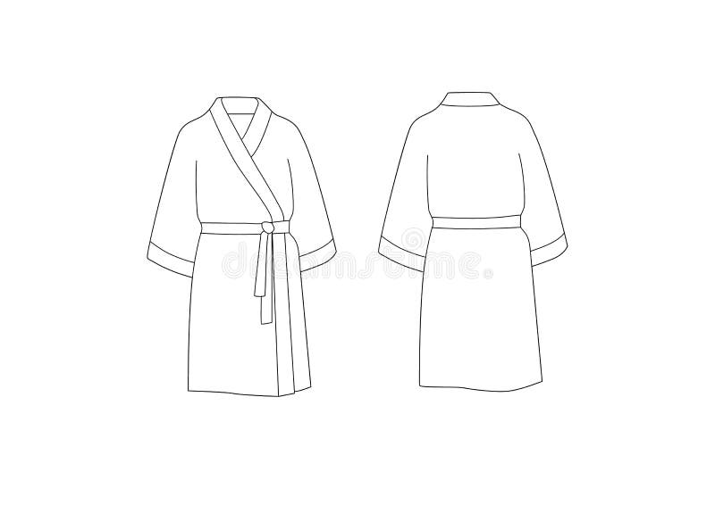 Bathrobe, Vector Art. Bathrobe Technical Drawing. Stock Vector ...