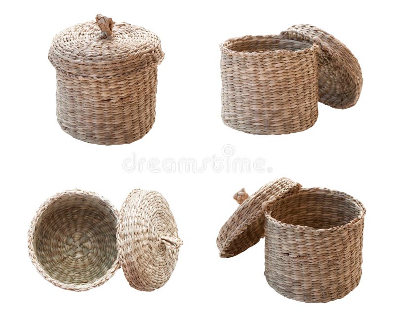 Bathroom Accessories Set. Wicker Open Boxes Isolated on White ...