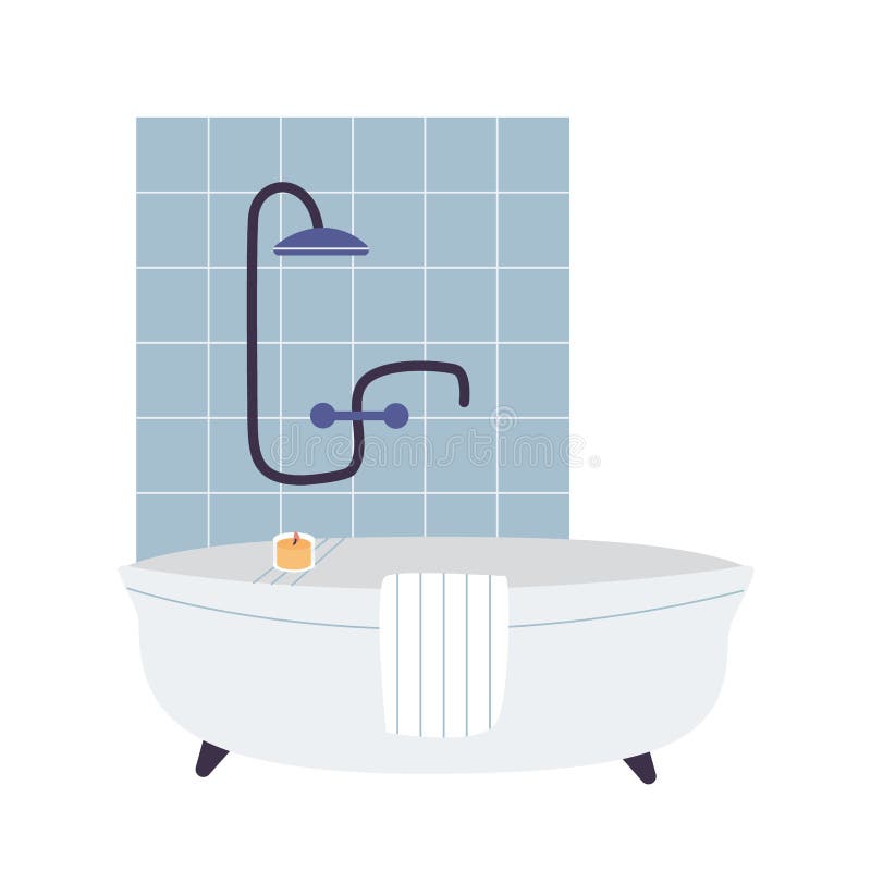 Bathroom with Bath Cartoon stock vector. Illustration of plumbing ...