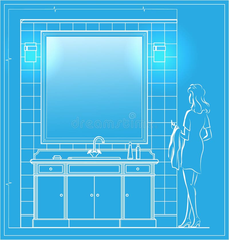 Bathroom blueprint stock vector. Illustration of bathroom - 70750823