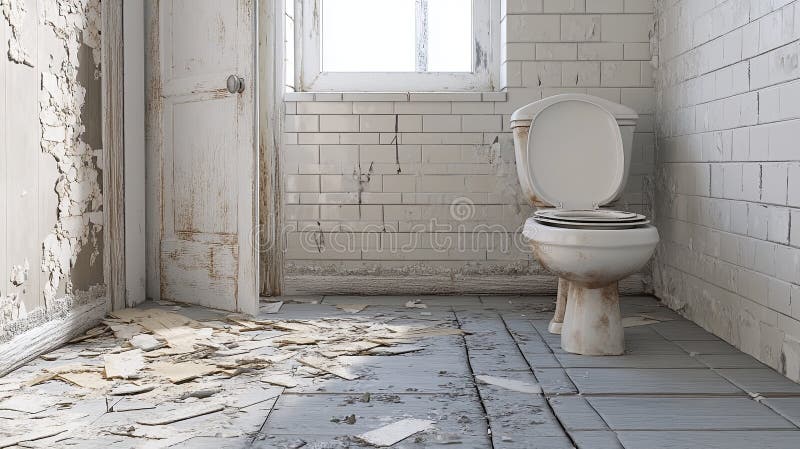 Bathroom with a Broken Toilet Mid-remodel for Functionality. Picture ...