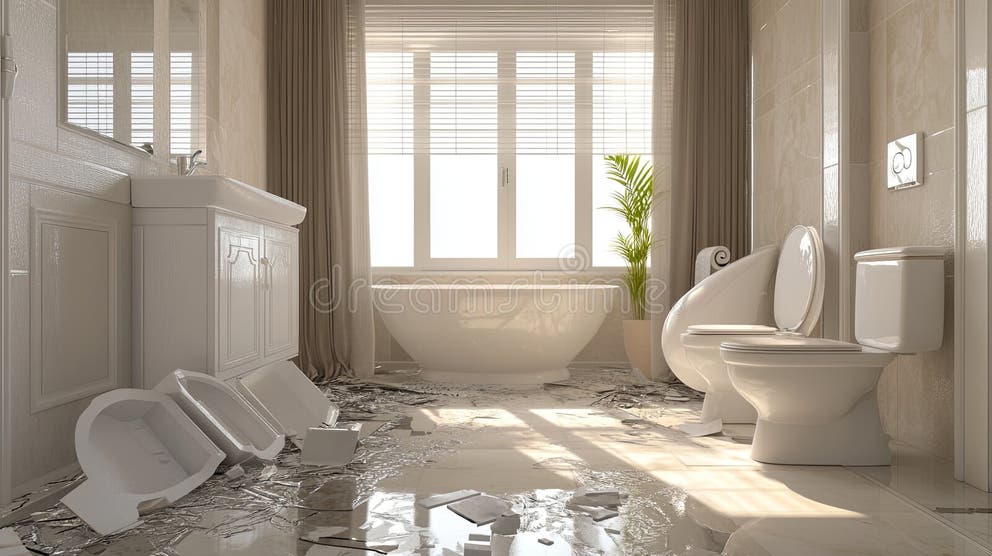 Bathroom with a Broken Toilet Mid-remodel for Functionality. Picture ...