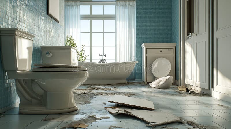 Bathroom with a Broken Toilet Mid-remodel for Functionality. Picture ...