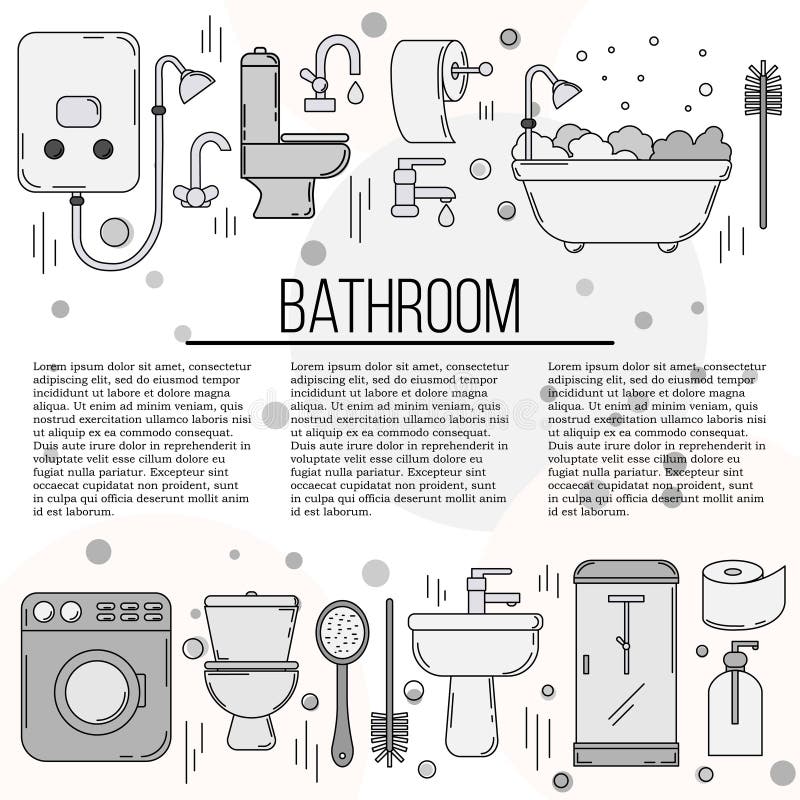 Bathroom Card Concept. Vector Plumbing Illustration for Your Design ...