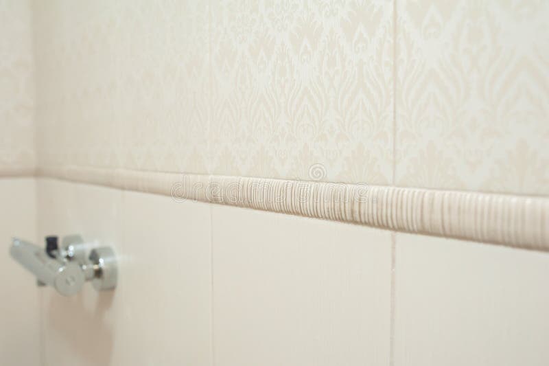 Bathroom Ceramic Tiles on the Wall, Beige Color, Pattern, Dividing ...