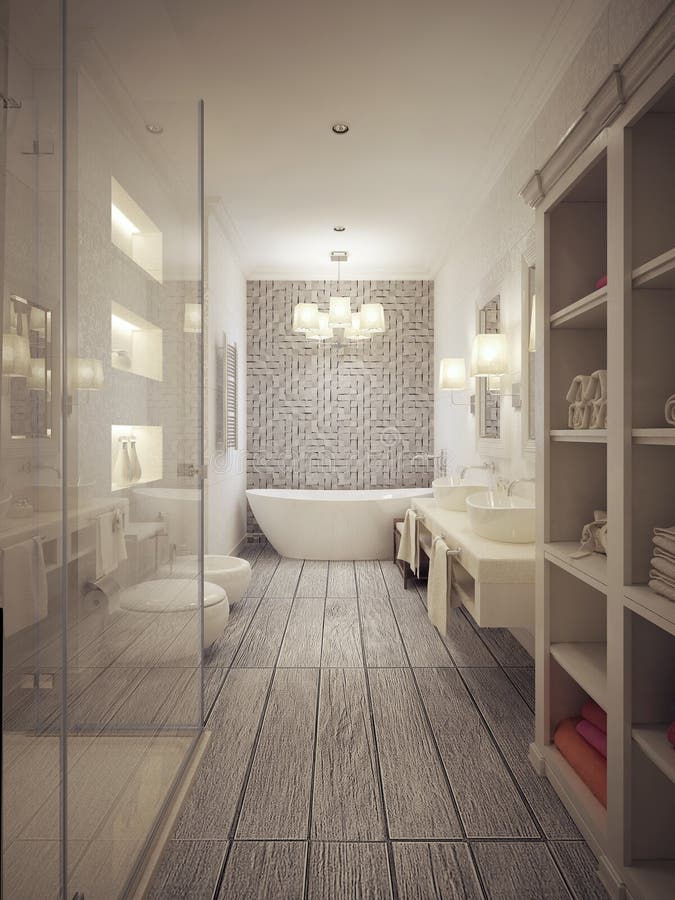 Bathroom classic style stock illustration. Illustration of bath - 48273186